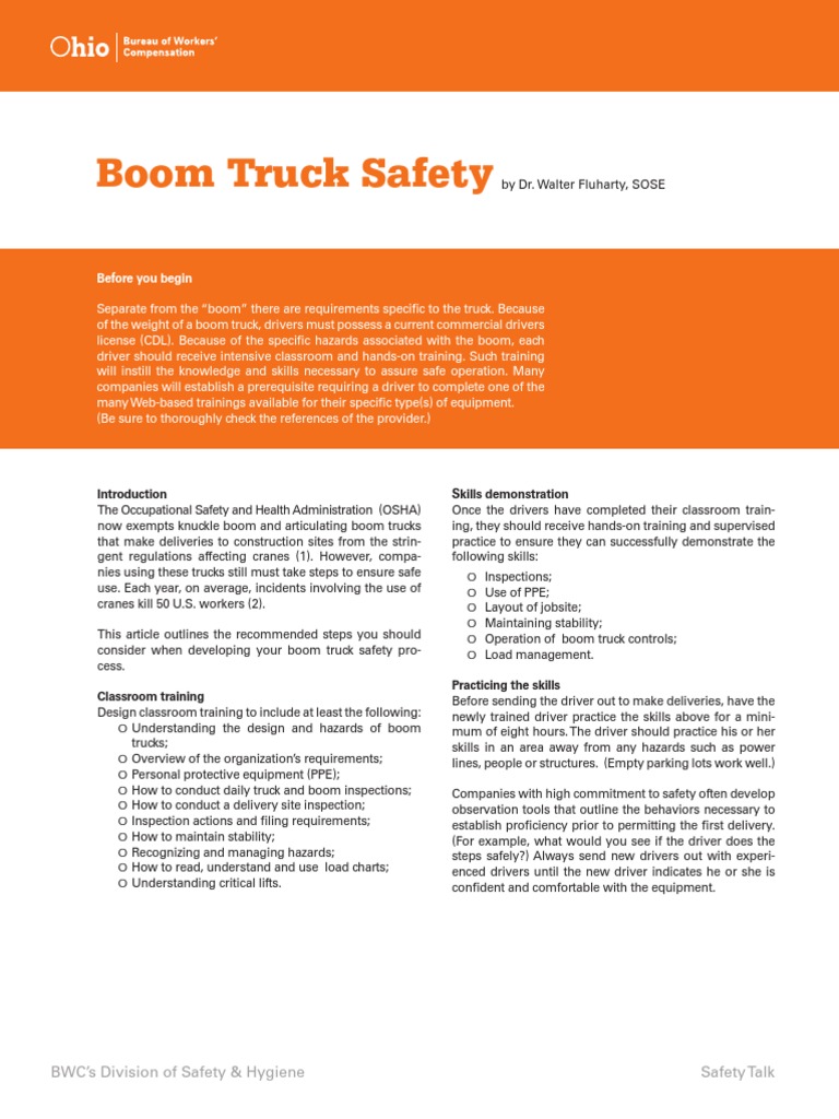 Boom Truck Safety Training Guidelines | PDF | Truck | Safety