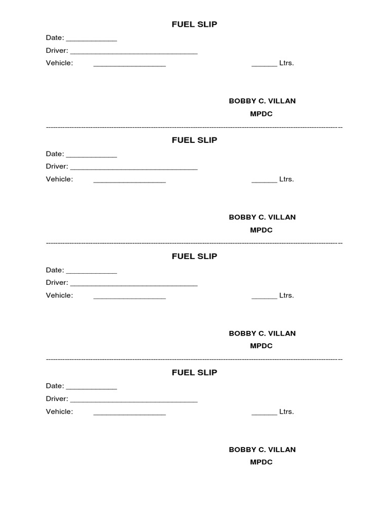 Fuel Slip: Bobby C. Villan MPDC | PDF