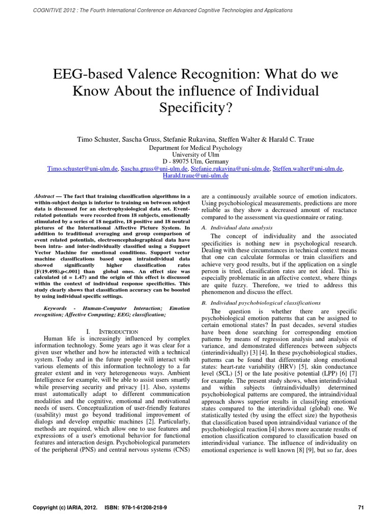 EEG-based Valence Recognition What Do We | PDF | Support Vector Machine | Emotions