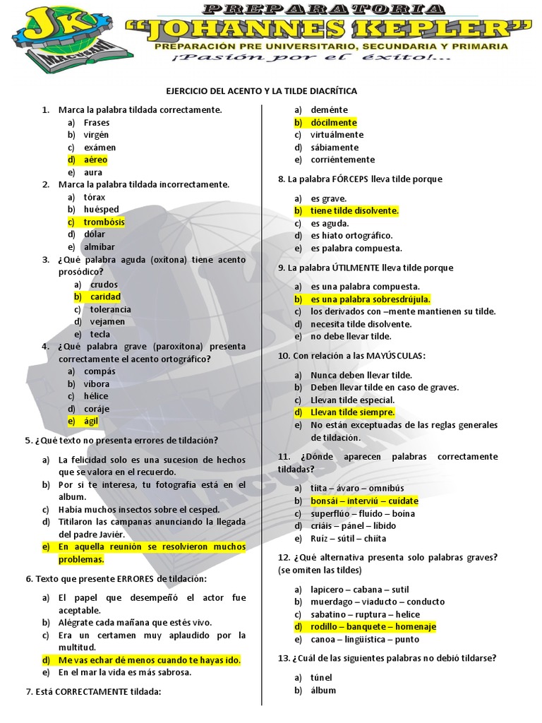Preguntas Rpta El Acento y La Tilde Diacritica | PDF | Lingüística ...