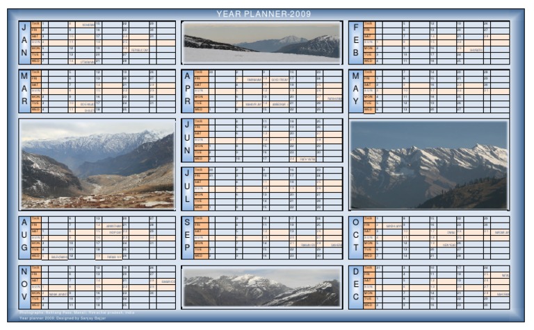 2009 Year Planner with Holidays | PDF
