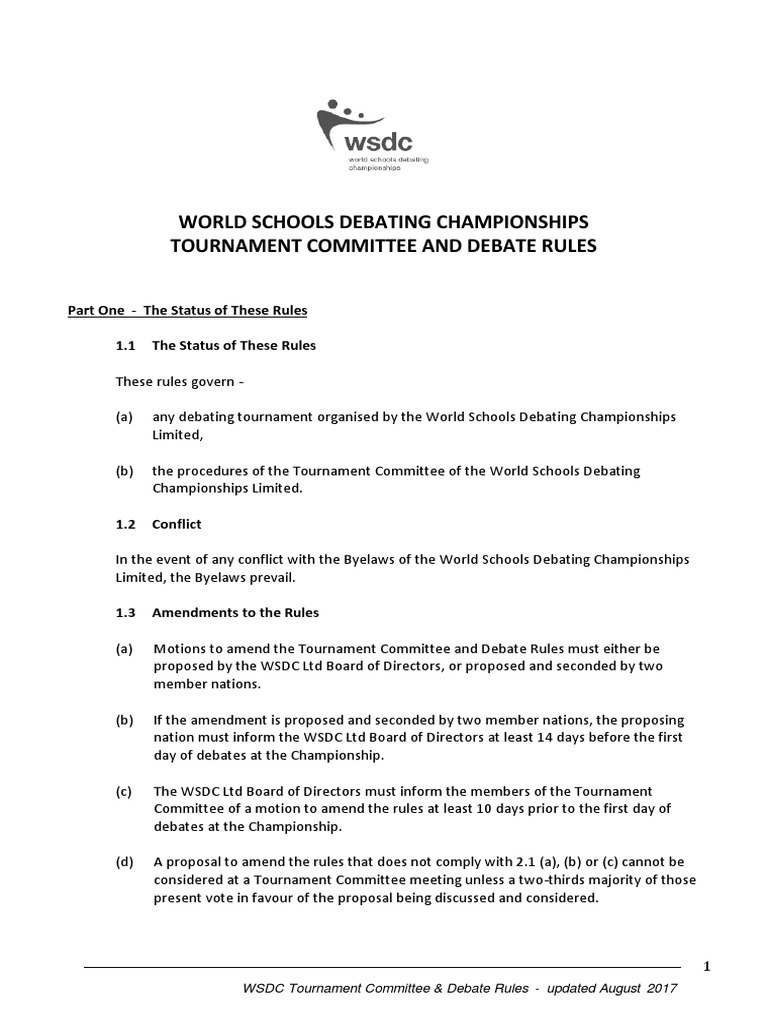 WSDC Debate Rules U 2017-2 | PDF | English As A Second Or Foreign ...