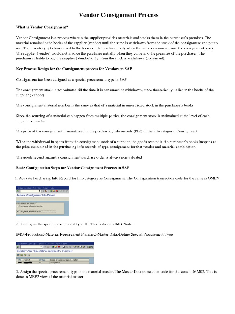 Consignment - SAP MM | PDF | Accounts Payable | Debits And Credits