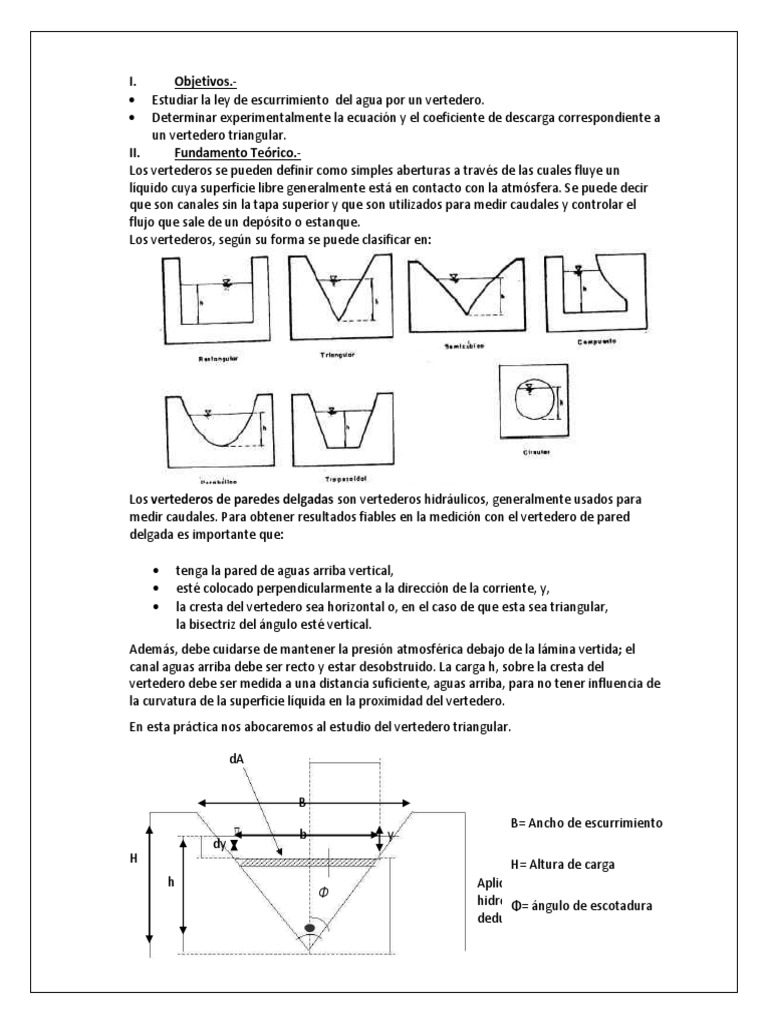 Lab 3 Descarga Por Vertederos | PDF | Integral | Descarga (hidrología)