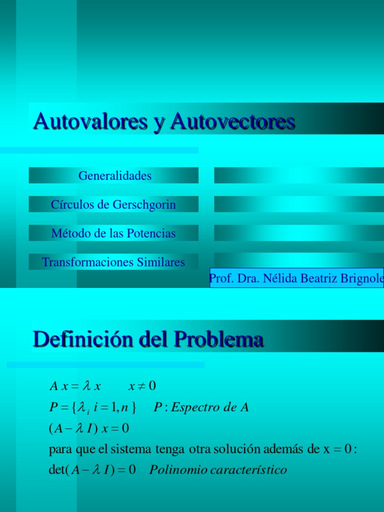 Autovalores y Autovectores | PDF | Valores propios y vectores propios | Teoría de la matriz