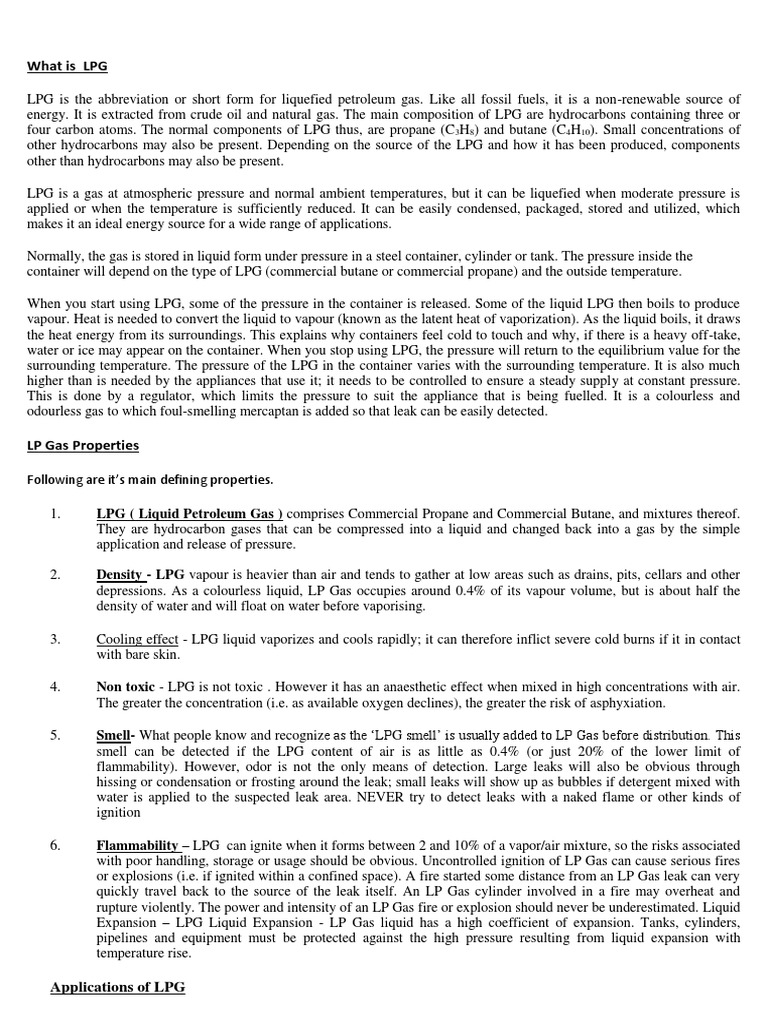 What Is Lpg Pdf Liquefied Petroleum Gas Propane