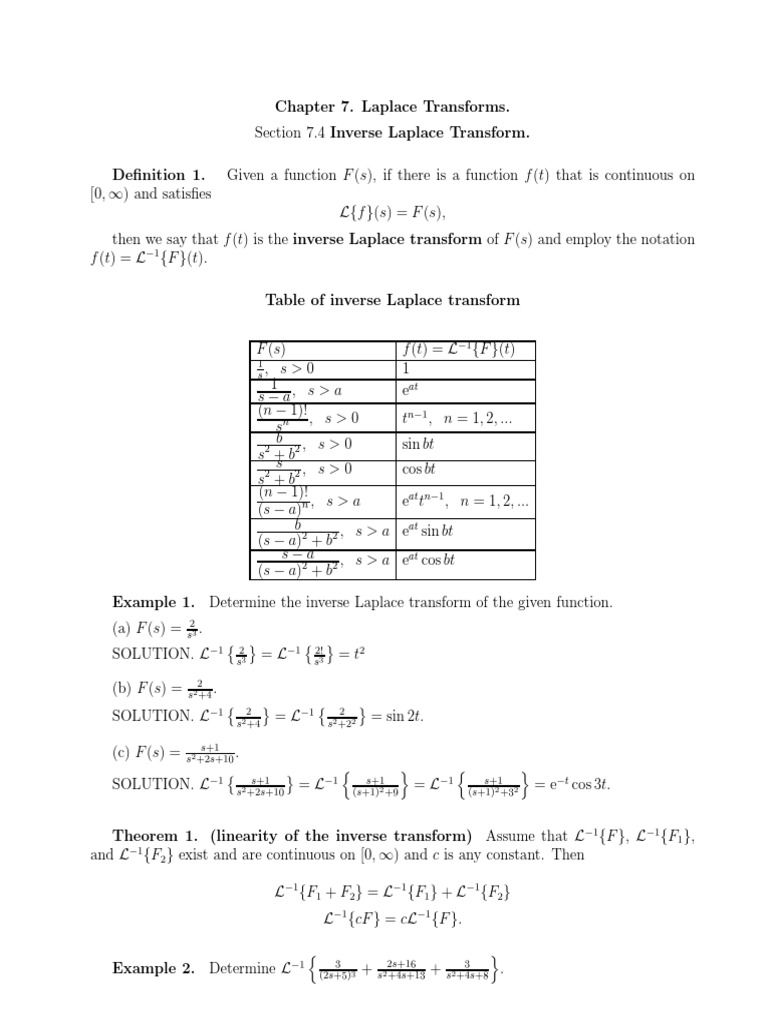 Inverse Laplace Transform Explained | PDF | Abstract Algebra | Analysis