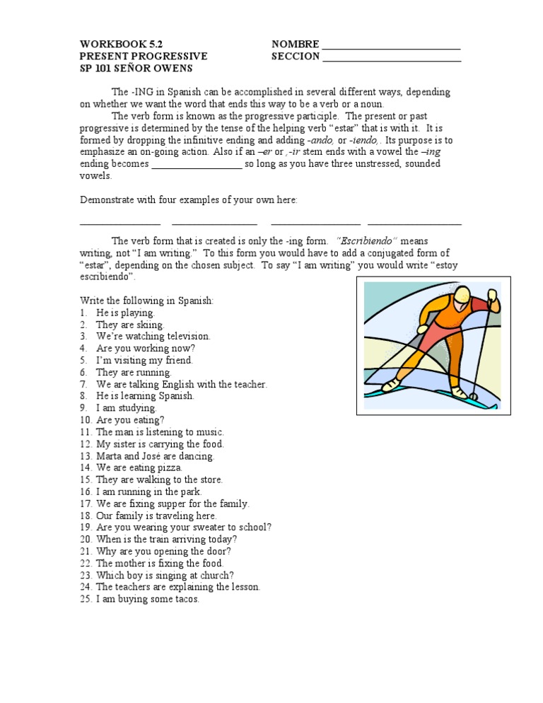 Workbook 5.2 Present Progressive | PDF