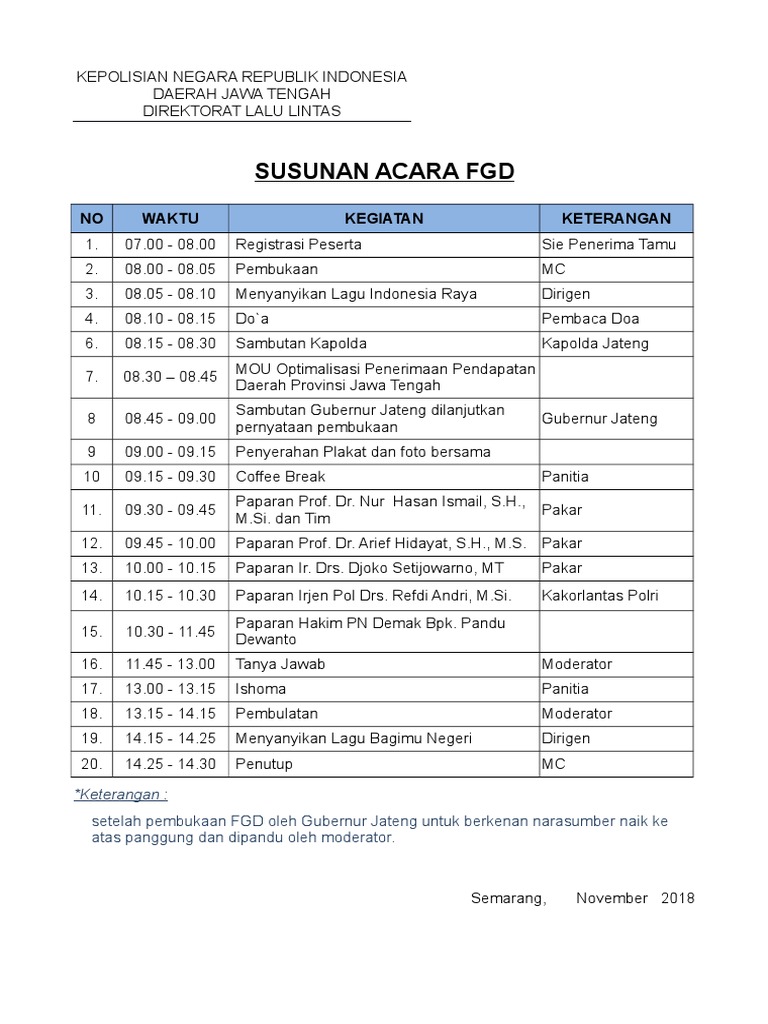 Susunan Acara FGD | PDF