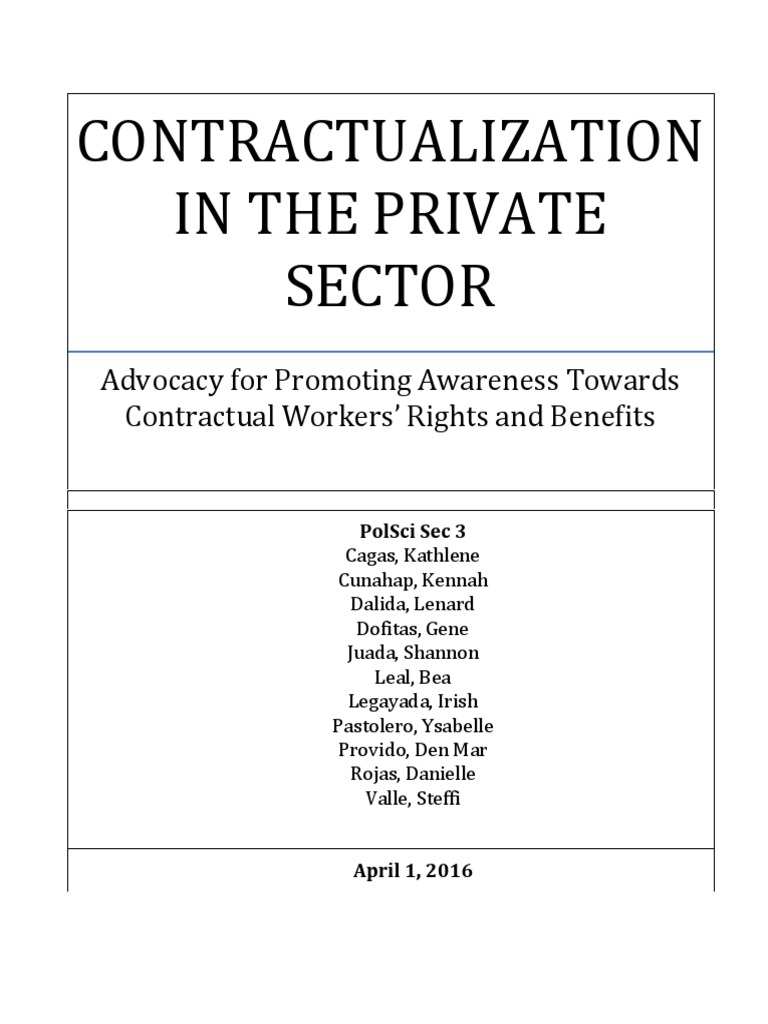 Contractualization Project Proposal | PDF | Unemployment Benefits ...