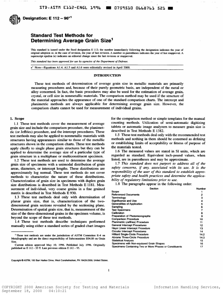 ASTM 3-E112 - Grain Size PDF | PDF | International Relations | Engineering