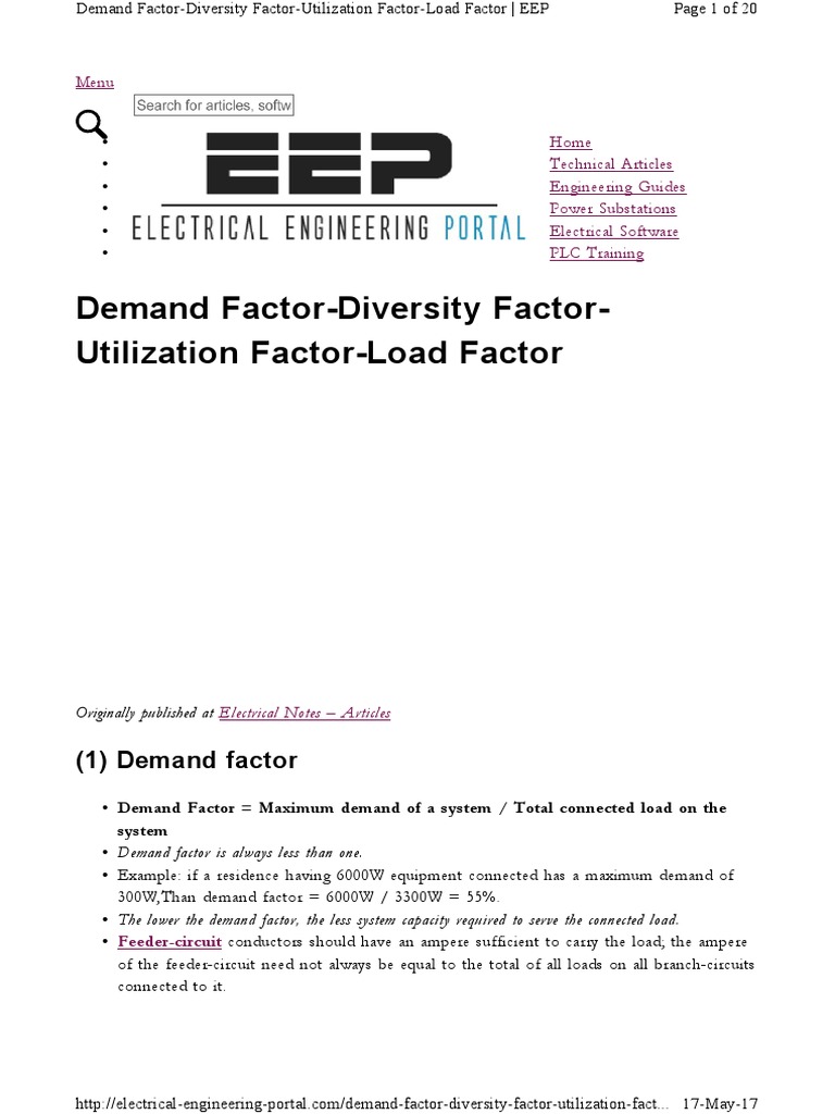Demand and Diversity Factors | PDF | Kilowatt Hour | Power (Physics)