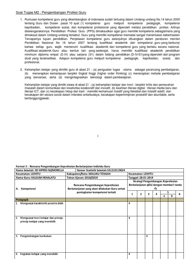 Format Penyusunan Rencana PKB | PDF