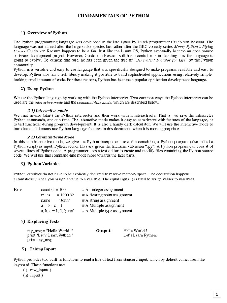 Python Fundamentals | PDF | Python (Programming Language) | Command Line Interface