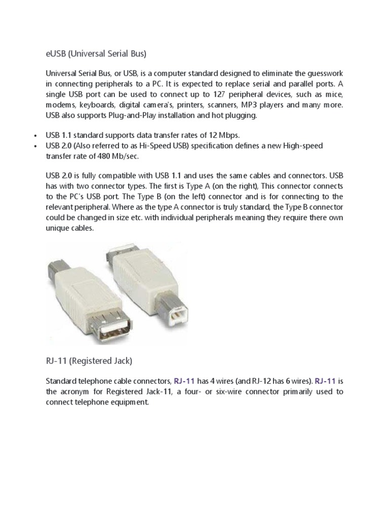 USB Explained: A Guide to Common Computer Ports | PDF | Electrical ...