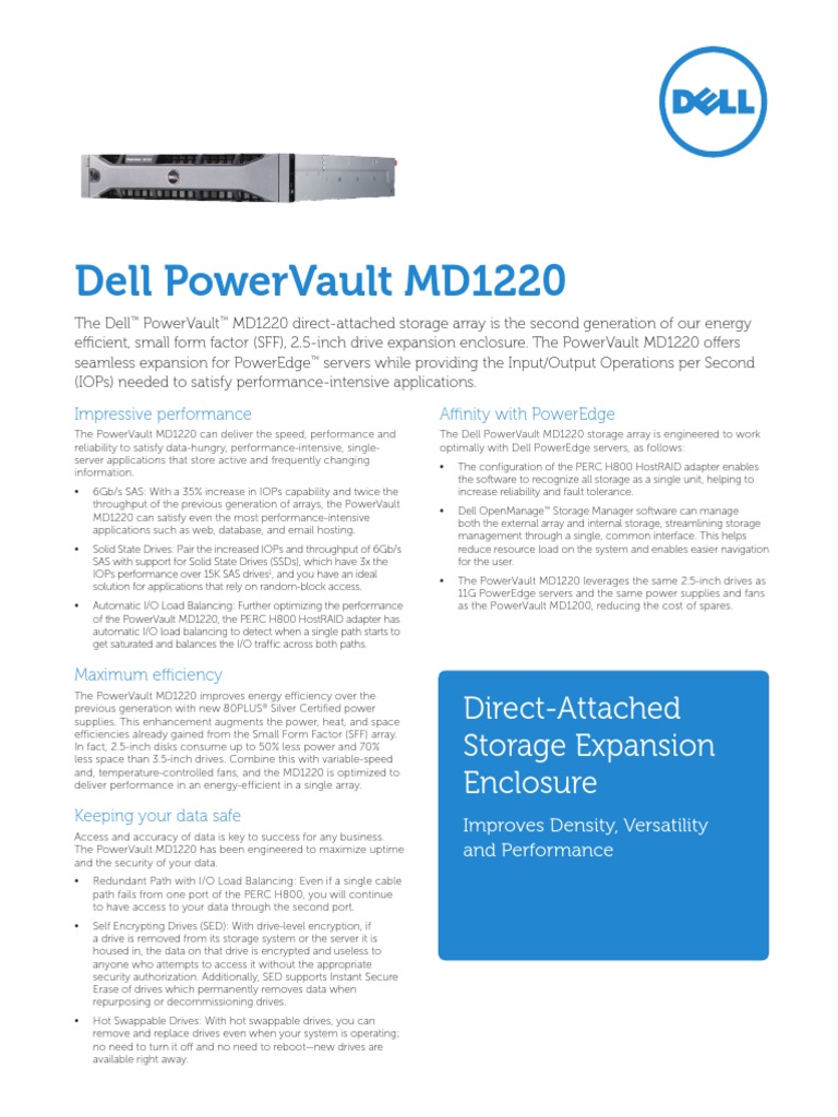 Storage Powervault Md1220 Specsheet | PDF | Solid State Drive | Hard ...