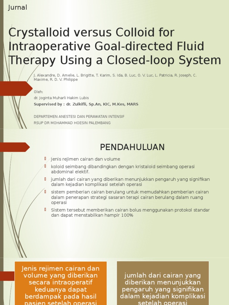Crystalloid vs Colloid di Operasi | PDF