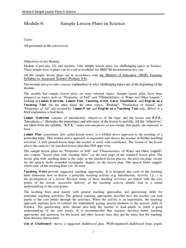 Sample Lesson Plans in Science | PDF | Soil | Natural Materials