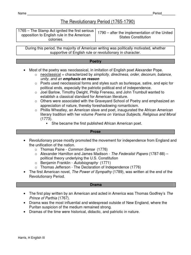 The Revolutionary Period and Early National Period | PDF | American ...