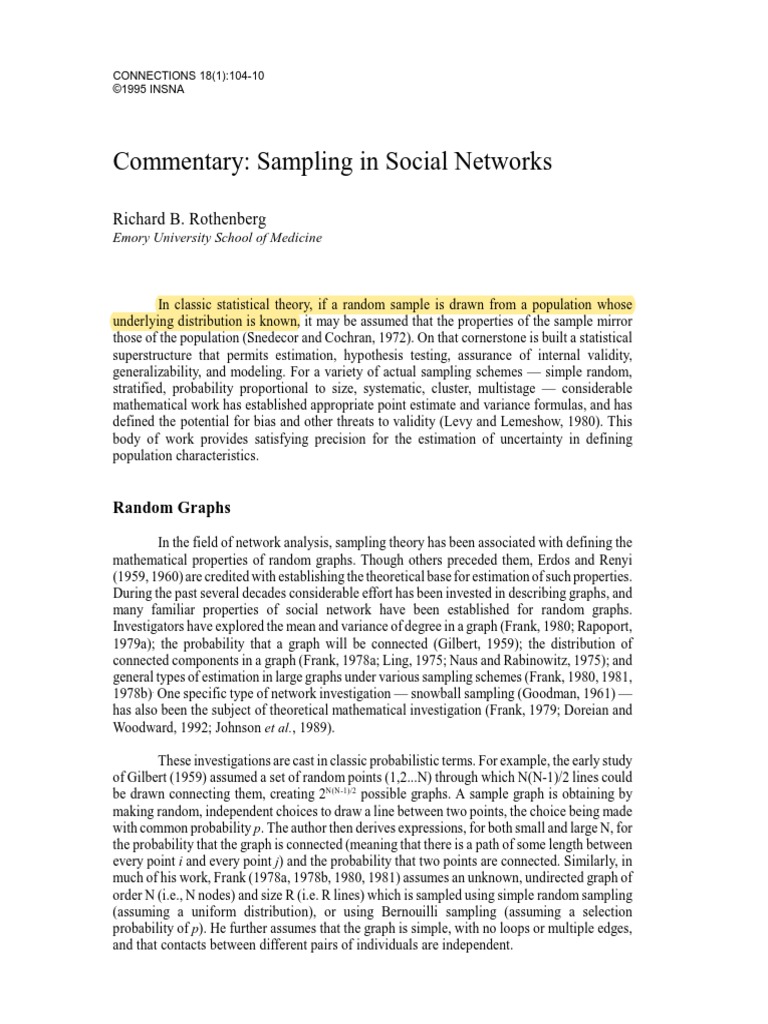 Sampling In Social Networks Pdf Sampling Statistics Social Network