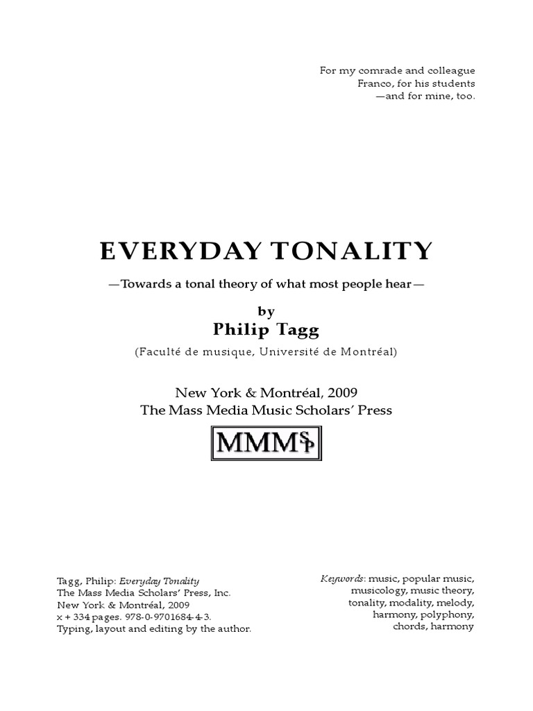 Everyday Tonality: Philip Tagg | PDF | Chord (Music) | Harmony