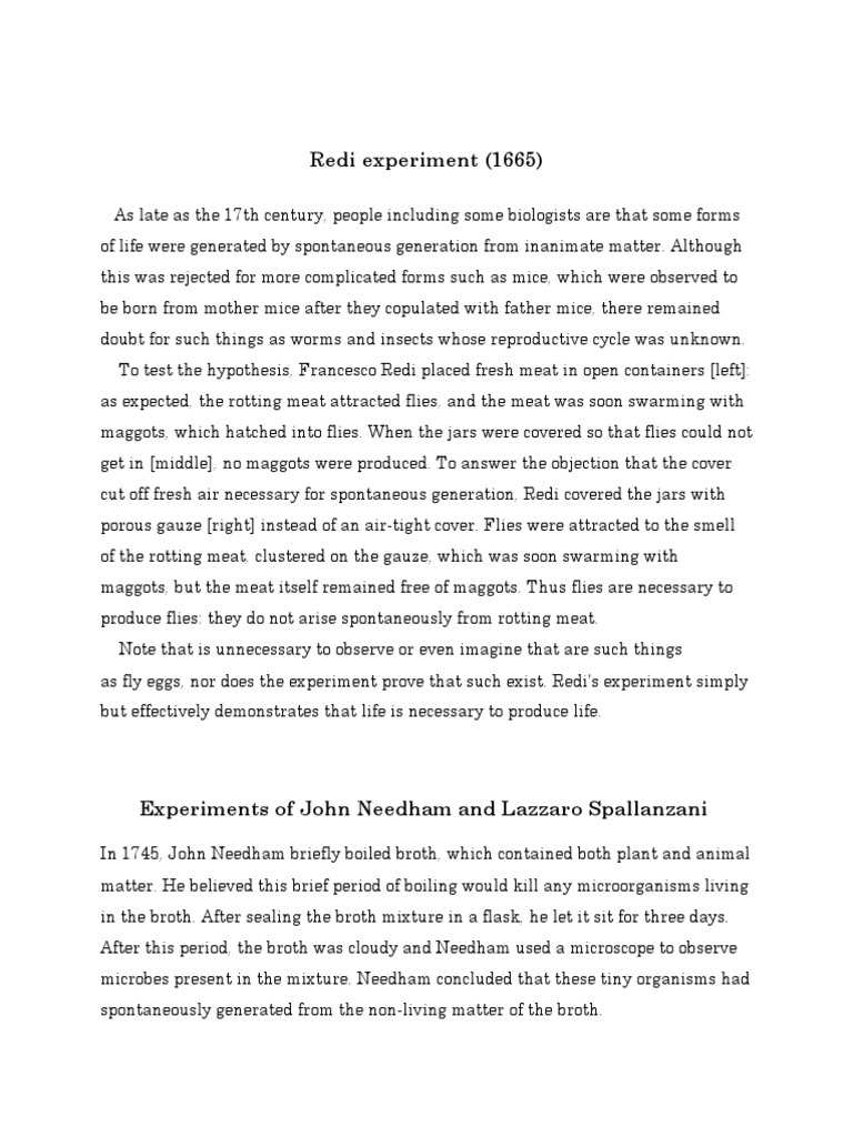 Francesco Redi's Landmark Experiment Disproving Spontaneous Generation ...