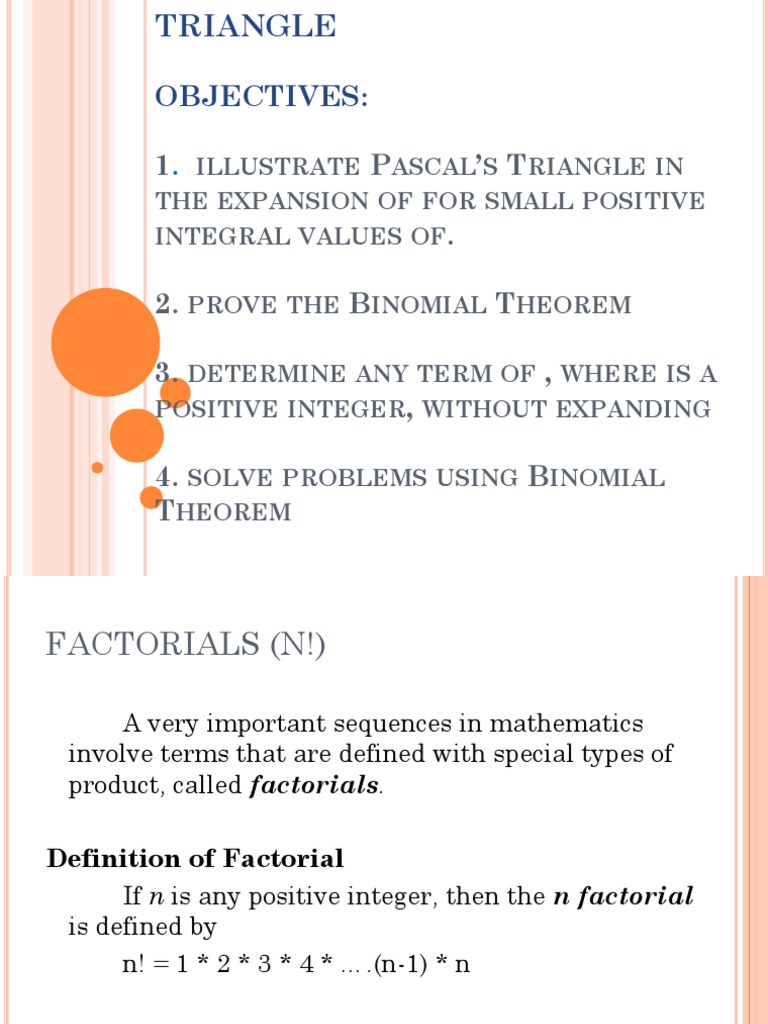 Binomial Theorem and Pascal Triangle Up | PDF | Complex Analysis ...