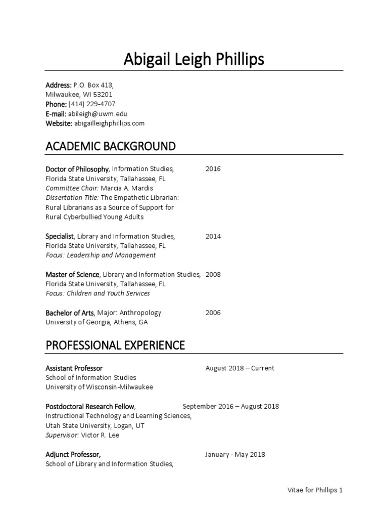 Abigail Phillips CV | PDF