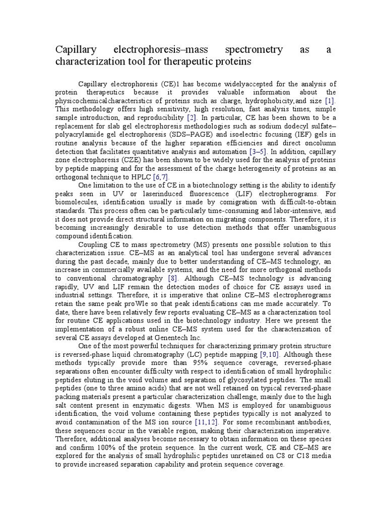 Capillary Electrophoresis | PDF | Gel Electrophoresis | Electrospray ...
