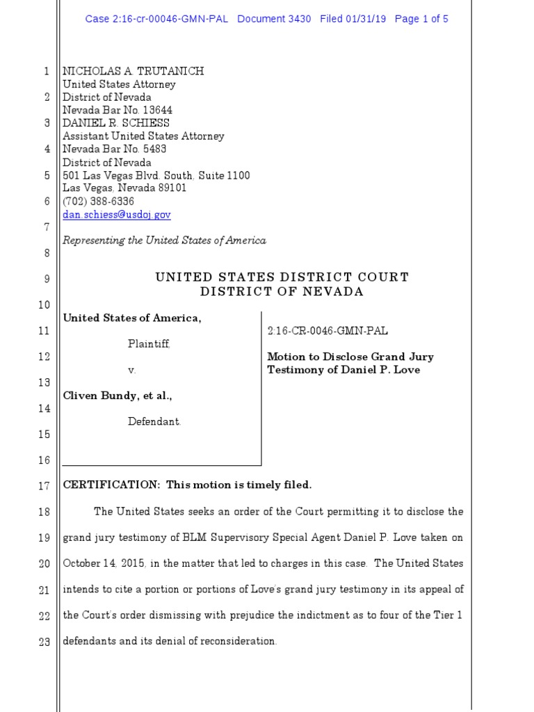 Motion Re: Daniel P. Love Grand Jury Transcript | PDF | Discovery (Law ...