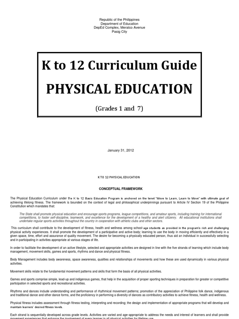 K to 12 Physical Education Guide | PDF | Physical Fitness | Physical ...