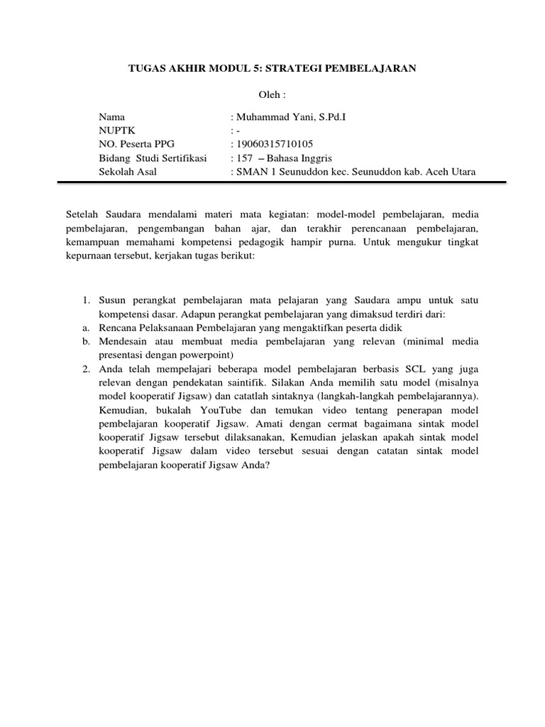 Tugas Akhir M5-Muhammad Yani | PDF