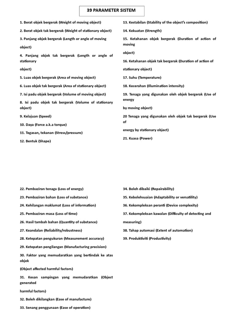 39 Parameter Sistem Pdf Mechanical Engineering Physical Quantities