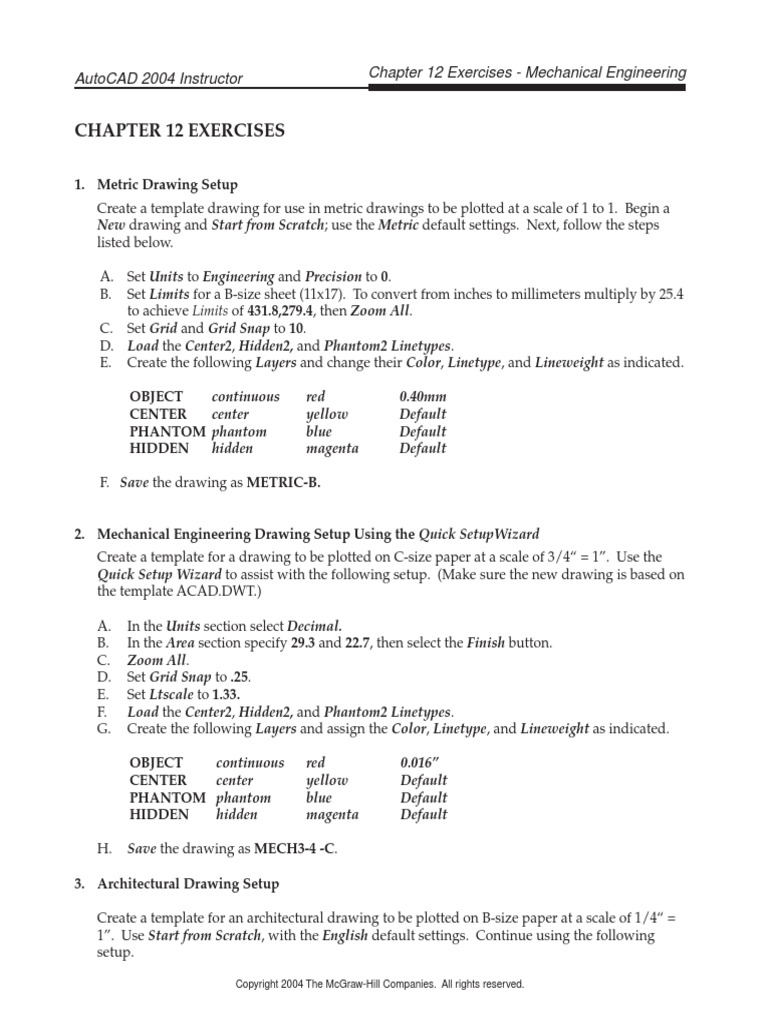 Chapter 12 Exercises - Mechanical Engineering Autocad 2004 Instructor ...