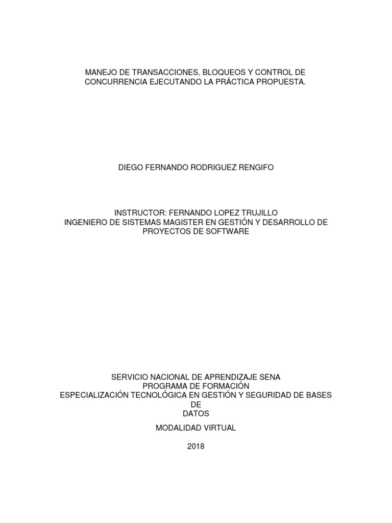 Manejo de Transacciones en PostgreSQL | PDF | SQL | Postgre Sql