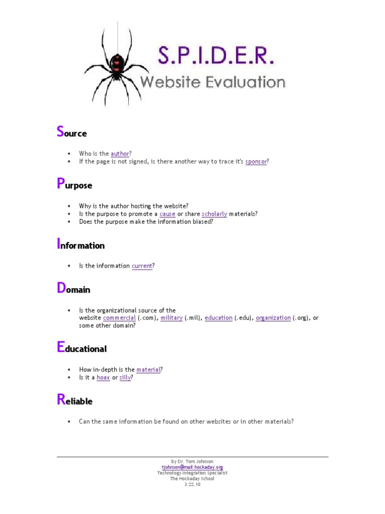 Spider Website Evaluation | PDF | Domain Name | Internet Standards