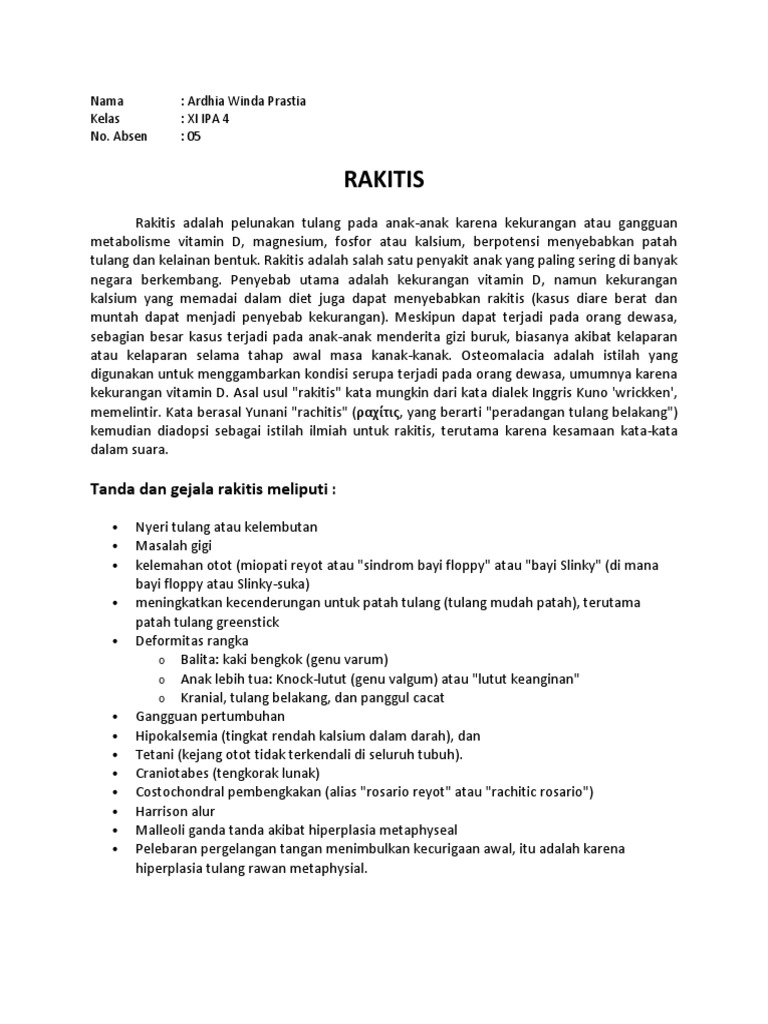 Penyakit Rakitis Tugas Winda | PDF