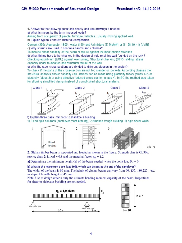 Exam 2016 12 14 S PDF | PDF | Structural Analysis | Beam (Structure)