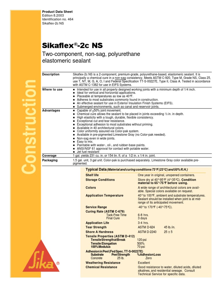 Sikaflex 2 Cns | PDF | Concrete | Materials