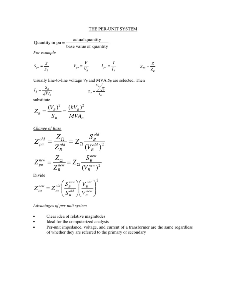 Per-Unit System for Engineers | PDF