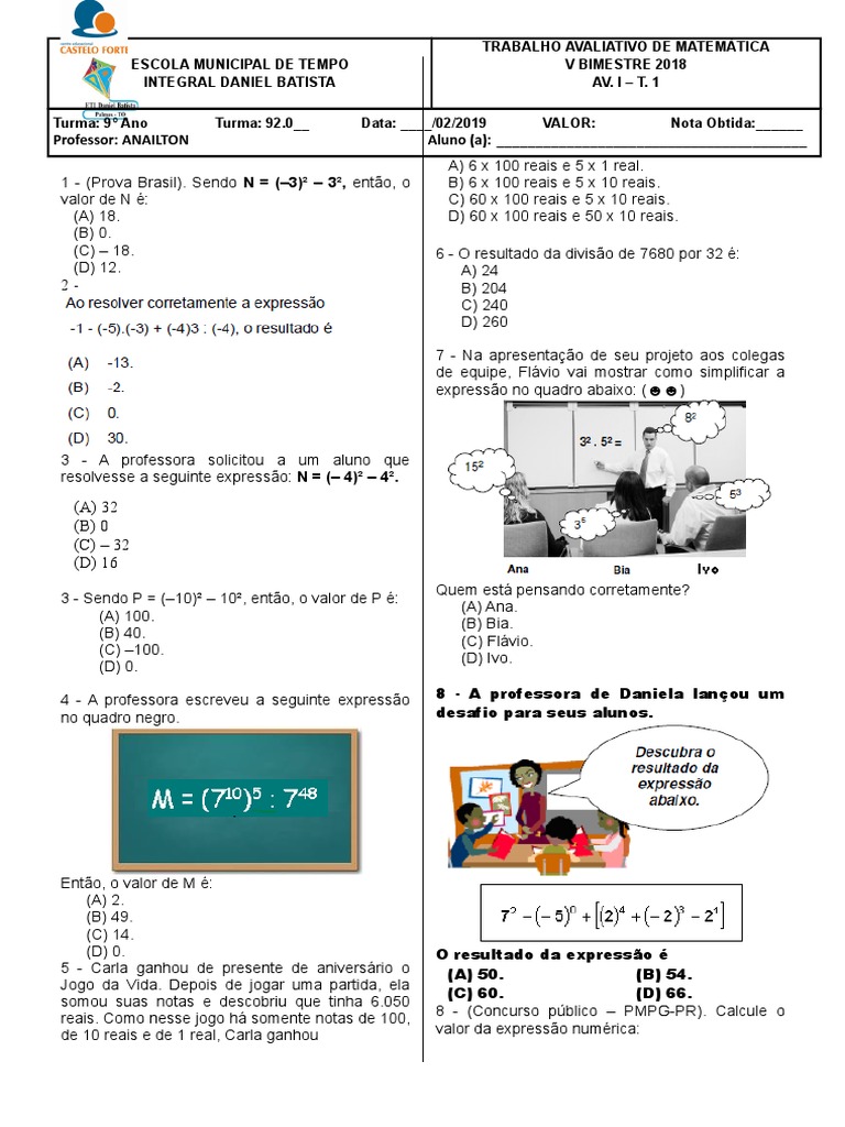 1º Simulado de Matematica 9 Ano | Matemática | Natureza