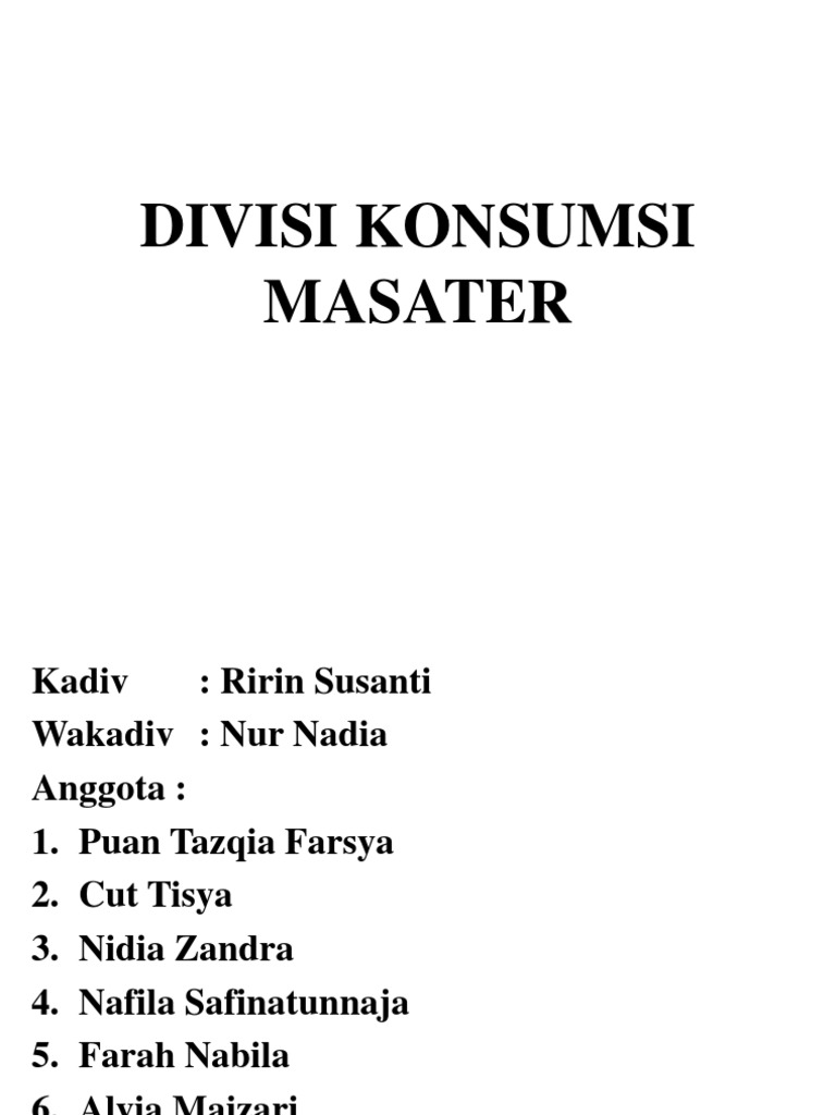 Divisi Konsumsi | PDF