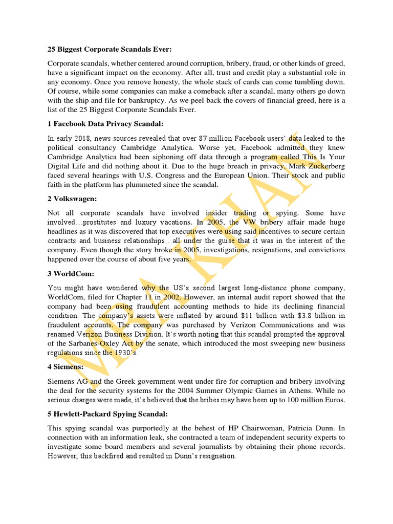 25 Biggest Corporate Scandals Ever | PDF | Libor | Facebook