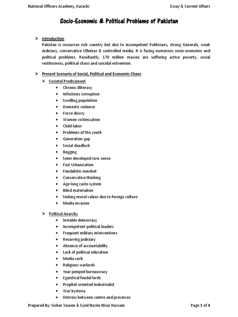 Socio-Economic and Political Issues in Pakistan | PDF | Foreign Direct ...