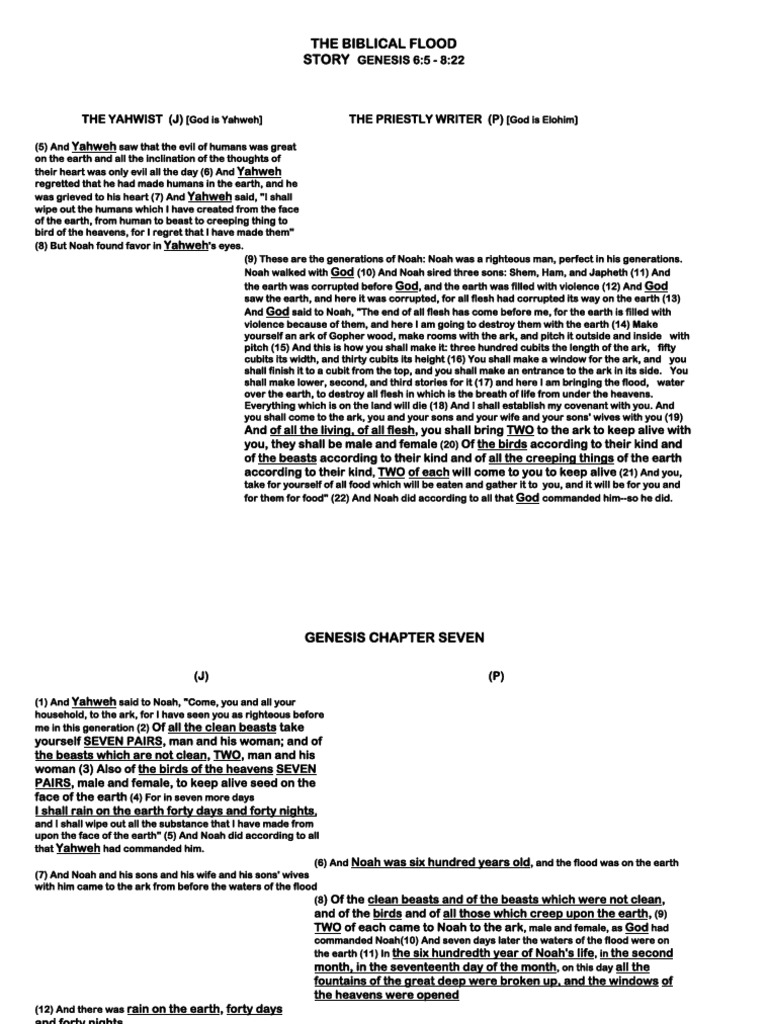 The Biblical Flood Story | PDF | Genesis Flood Narrative | Noah