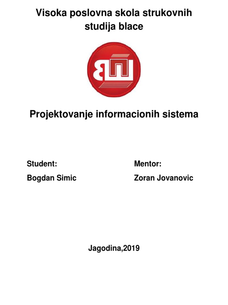 Seminarski Rad Projektovanje Informacionog Sistema | PDF