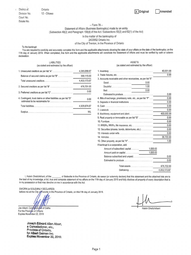 List of Creditors With Claims Against Green | PDF