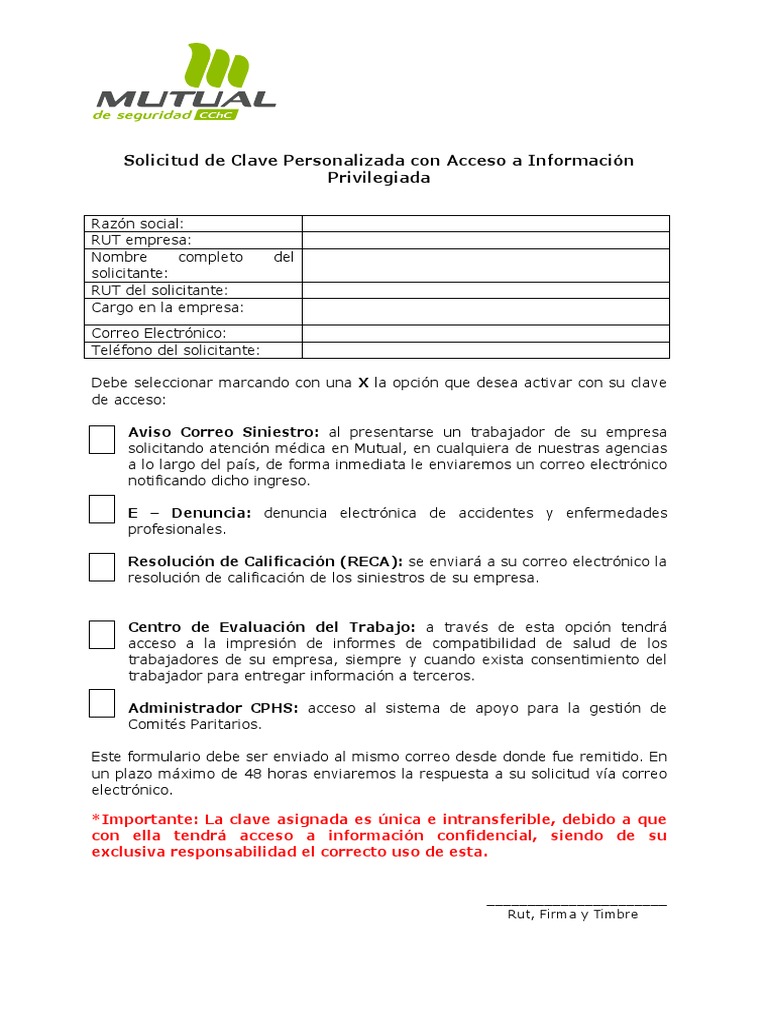 Formulario Clave Personalizada | PDF | Correo | Business