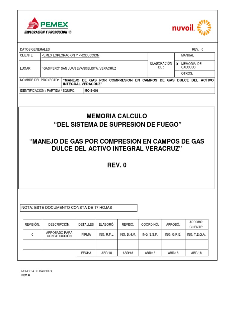 Mc-s-001 Memoria Calculo Del Sistema de Supresion de Fuego | PDF ... Mc-s-001 Memoria Calculo Del Sistema de Supresion de Fuego | PDF ...