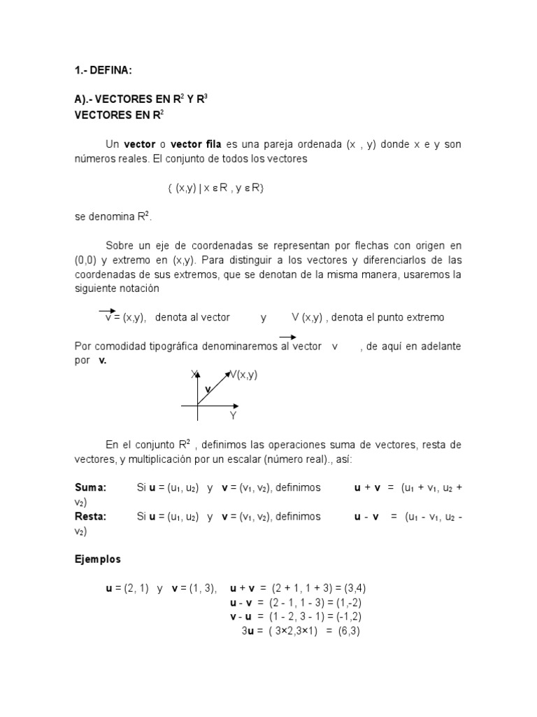 VECTORES EN R2 y R3 | PDF | Espacio vectorial | Mapa lineal